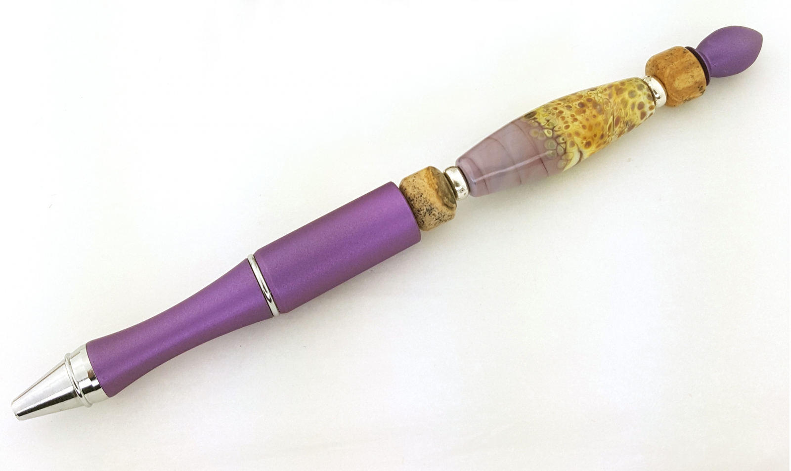 Purple Sands Pen - beige artisan lampwork handmade artisan srajd ...